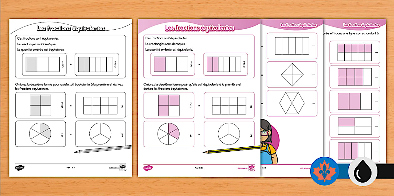 * NEW * Les fractions équivalentes - exercices - Twinkl