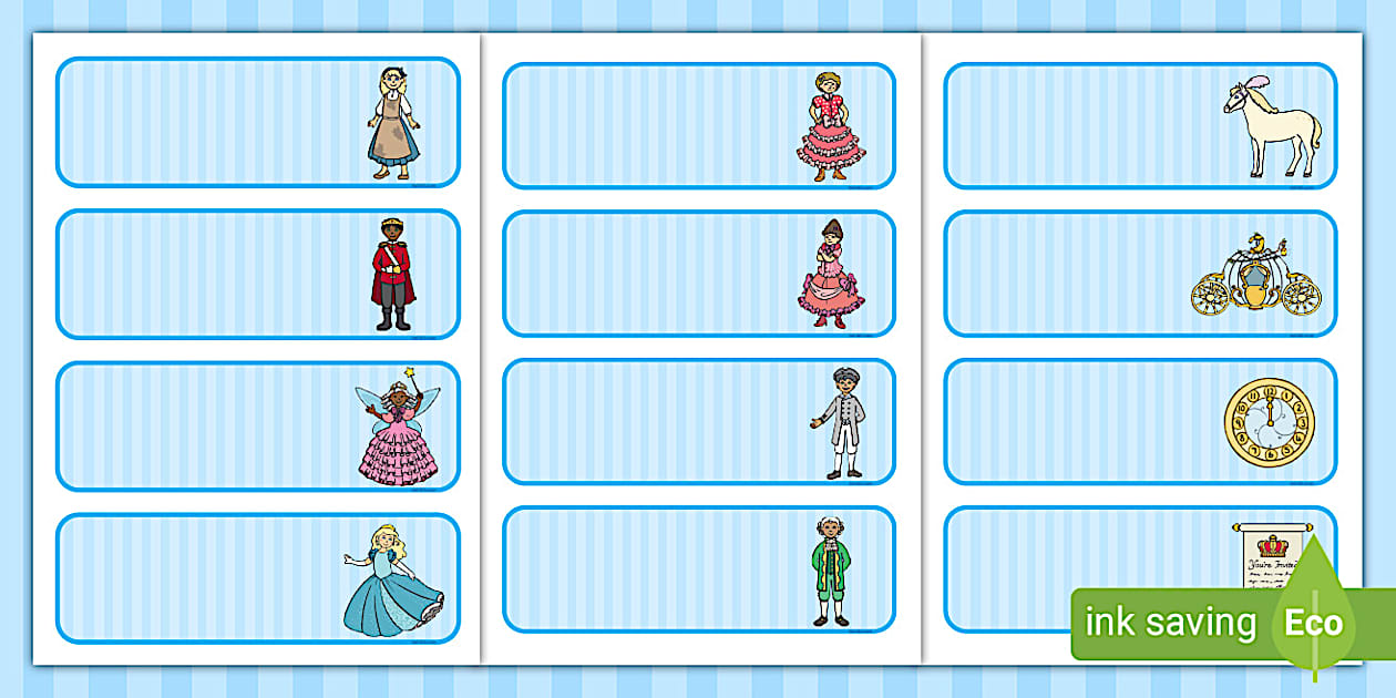 Cinderella Editable Drawer Peg Name Labels - Twinkl