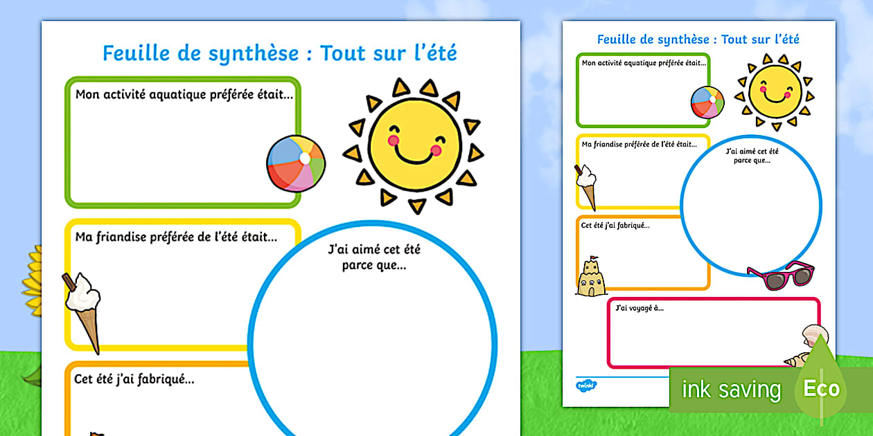 Feuille de synthèse : Tout sur l'été (teacher made)