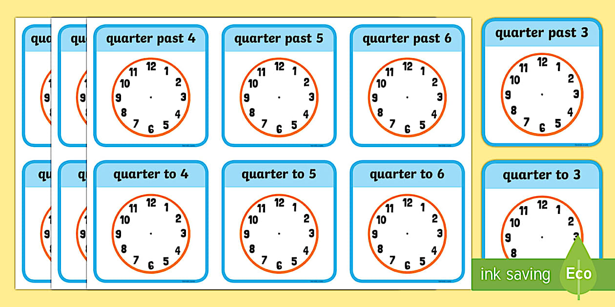 Write the Time Quarter Past and Quarter to Flashcards