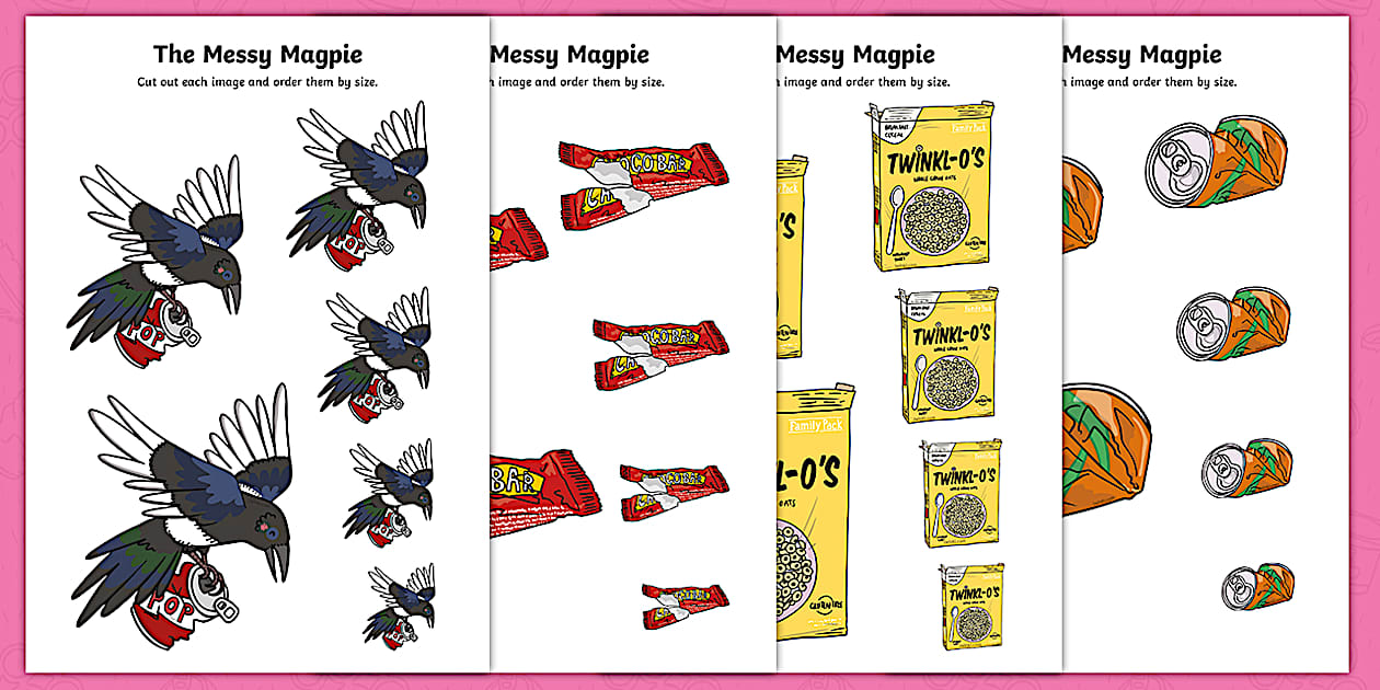 The Messy Magpie Size Ordering (teacher made) - Twinkl