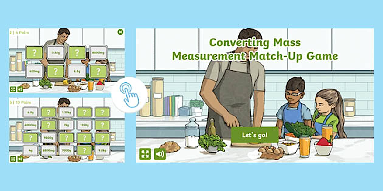 Converting Mass Measurements Match-Up Game (teacher made)