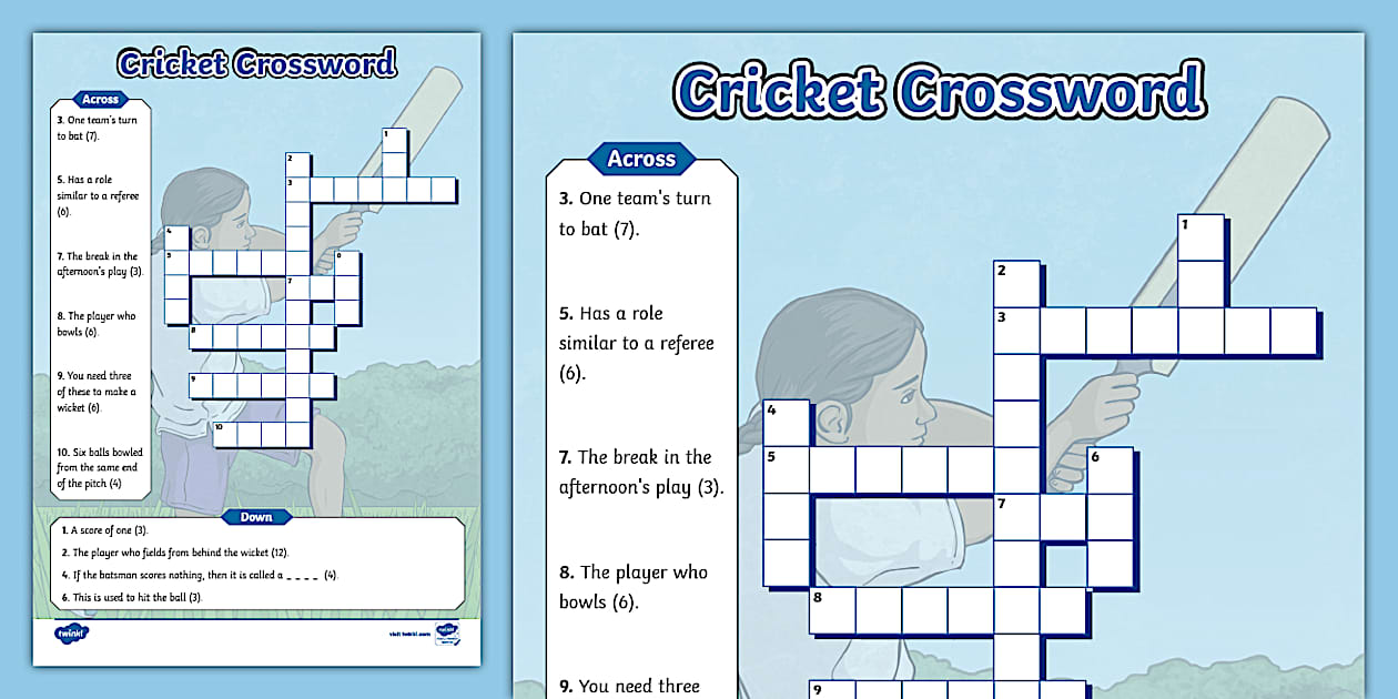 Cricket Term Crossword (teacher made) - Twinkl