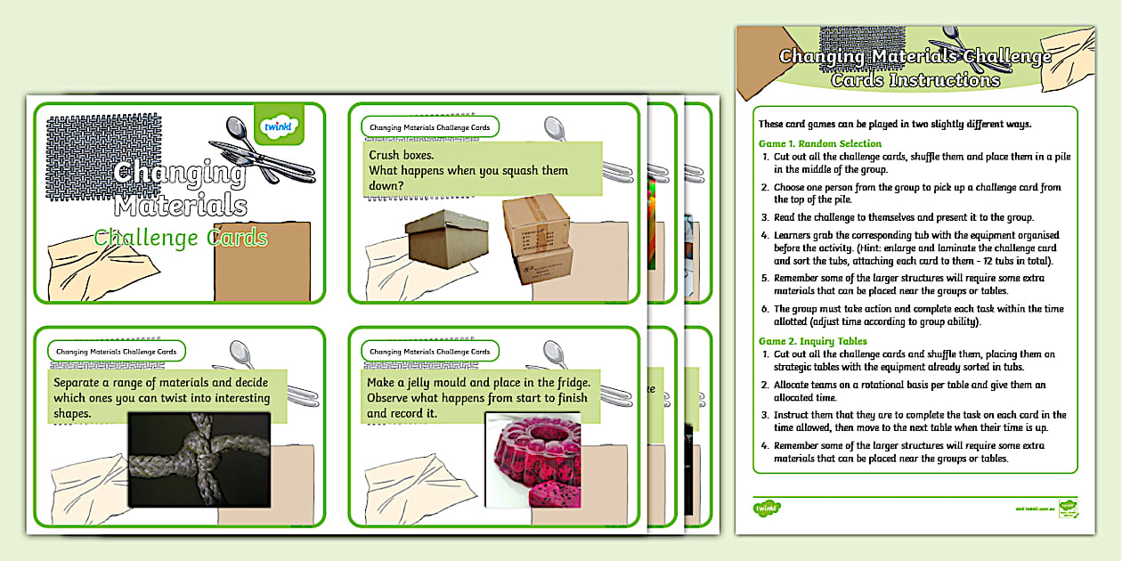 Changing Materials Challenge Cards (teacher made) - Twinkl