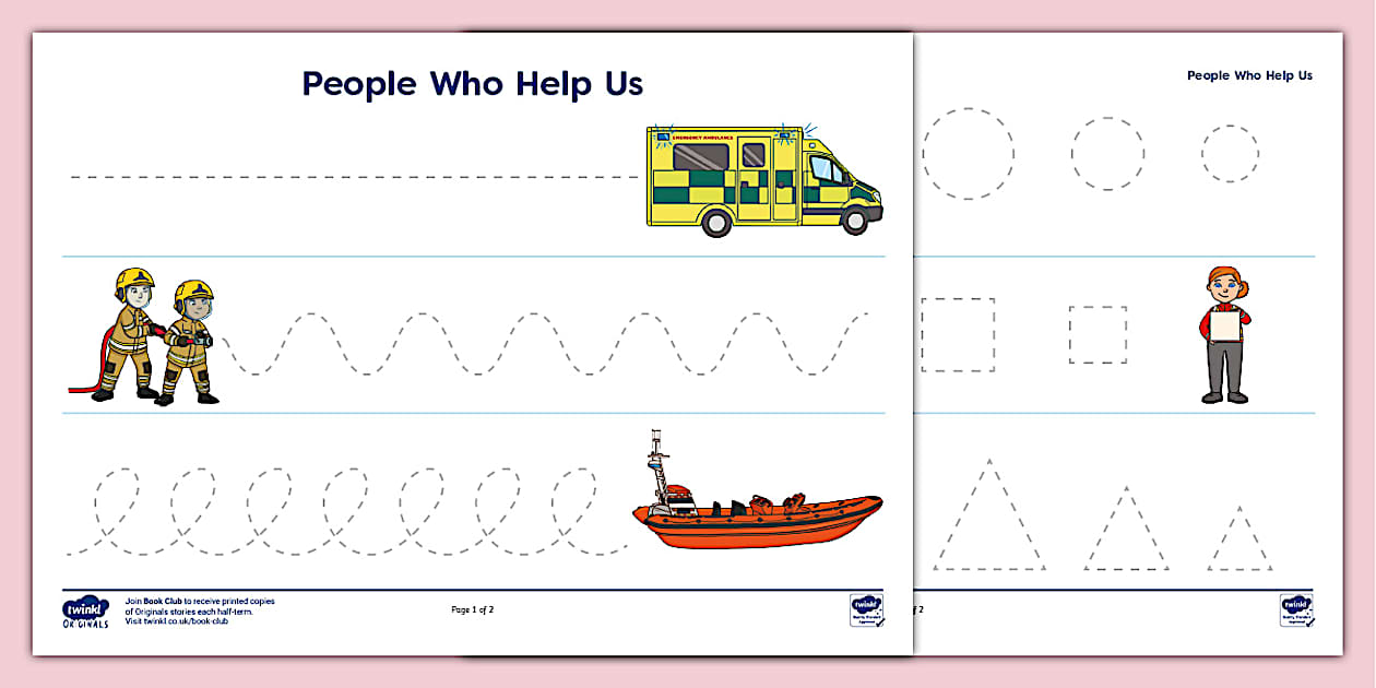People Who Help Us Pencil Control Sheets