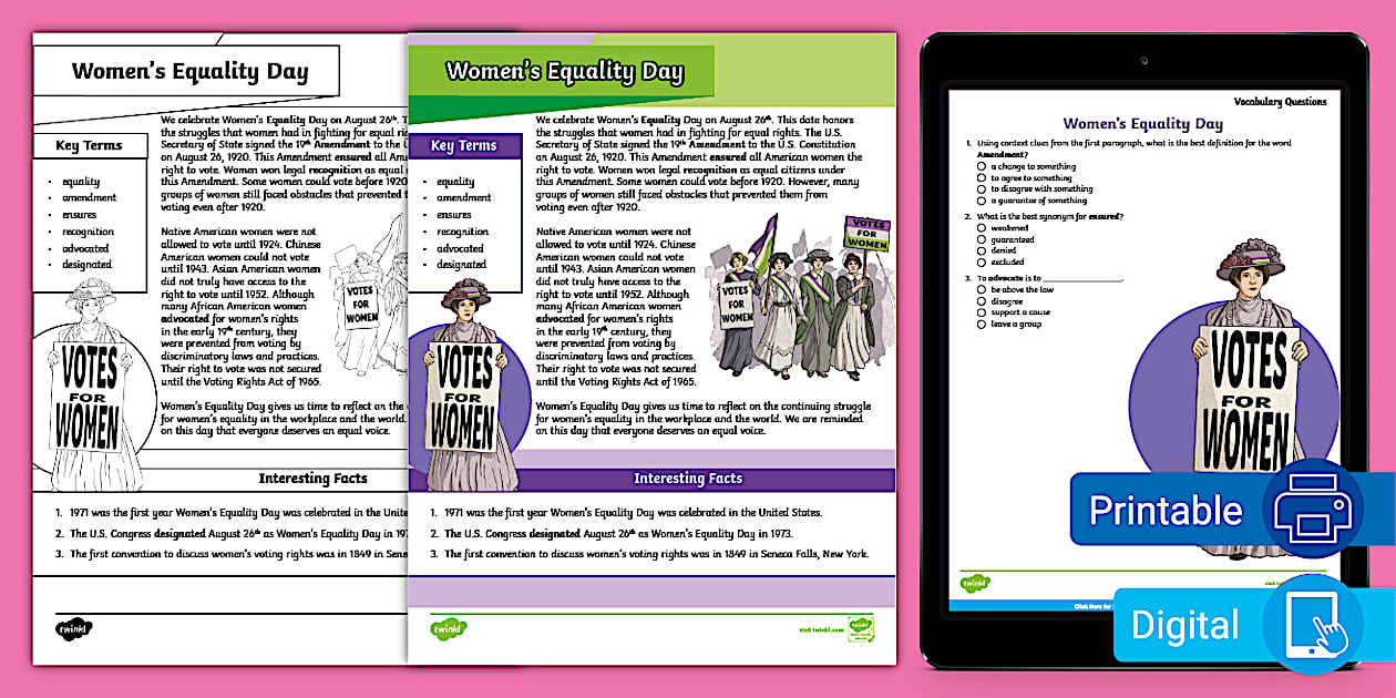 Women's Equality Day Fact File | Equal Rights | Twinkl USA