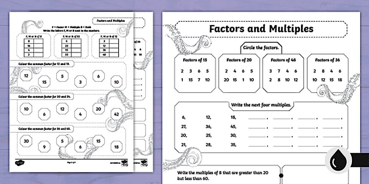 Factors and Multiples Worksheet I Twinkl Canada - Twinkl