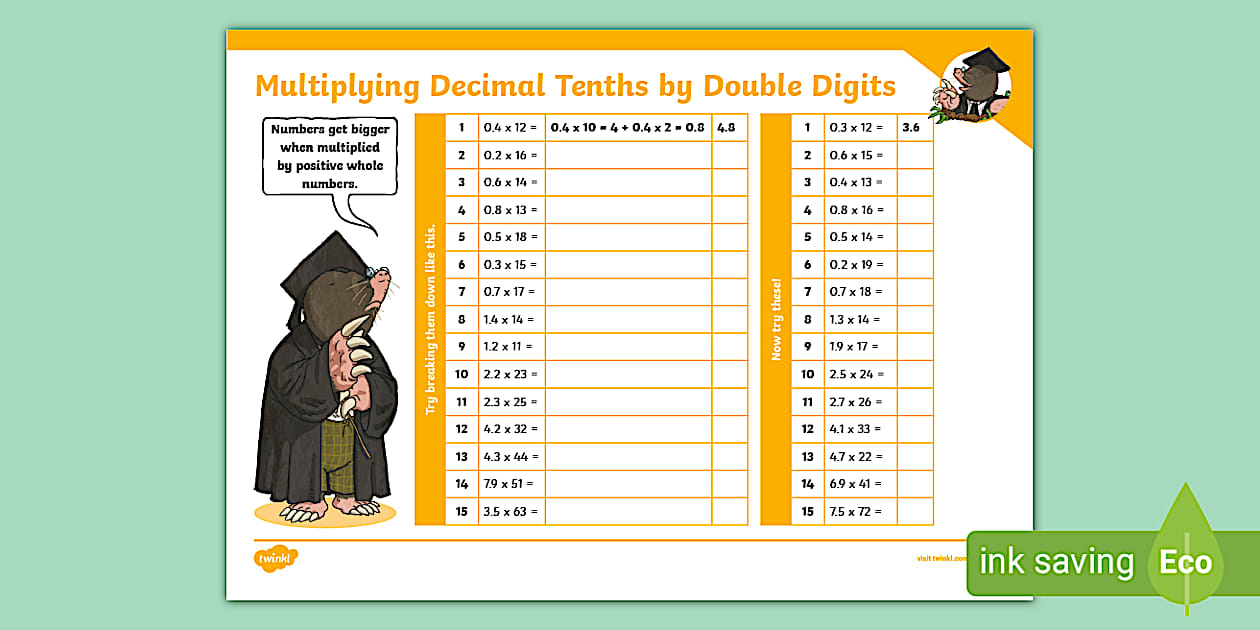 Multiplying Decimal Tenths by Double Digits (Teacher-Made)