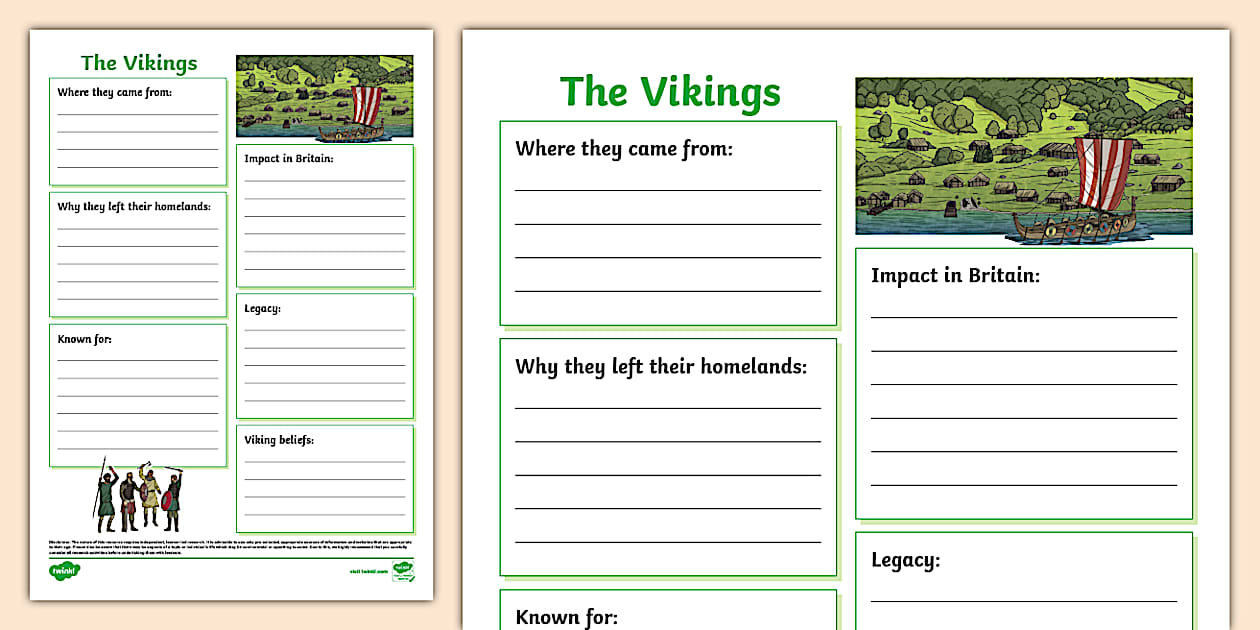 Vikings Fact File Template (teacher made) - Twinkl