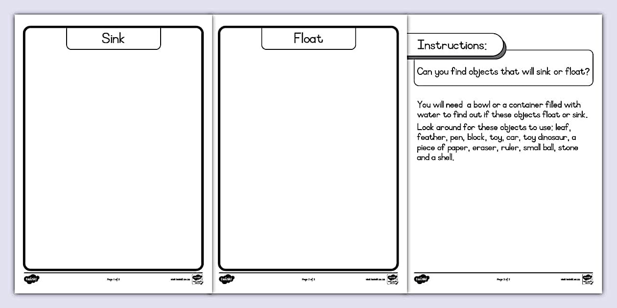 Grade R Data Handling Sink or Float Sorting Activity Grade R Data Handling Sink or Float Sorting Activity