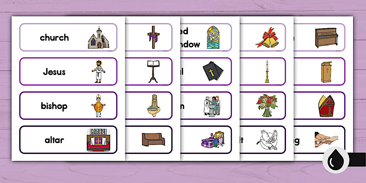 Catholic Signs and Symbols Word Cards (teacher made)