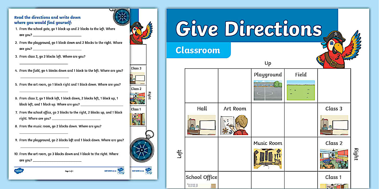Grade 3 Math: Follow Directions in a school (teacher made)
