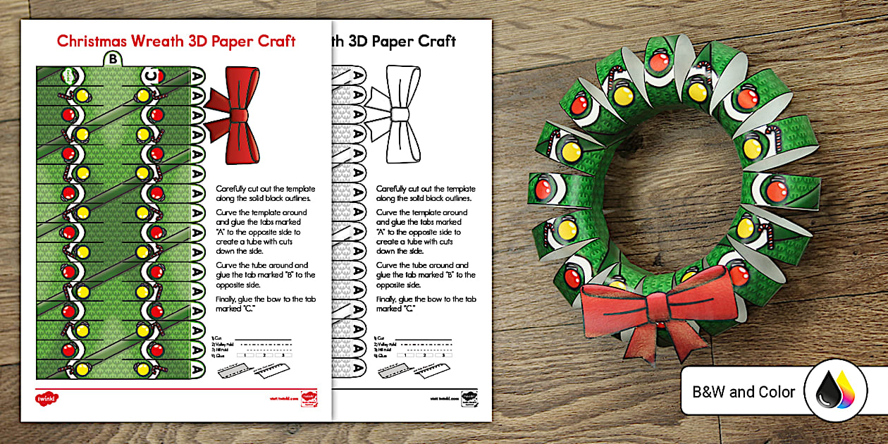 Christmas Wreath 3D Paper Craft