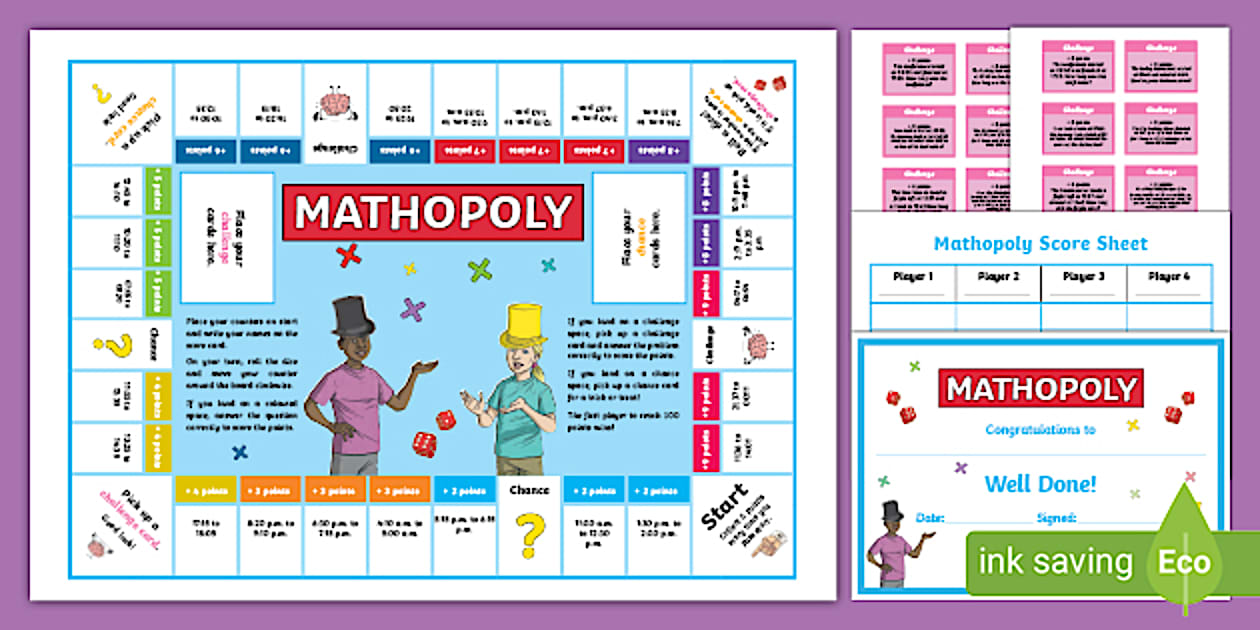 Elapsed Time Game - Time Elapsed Mathopoly Game - Twinkl