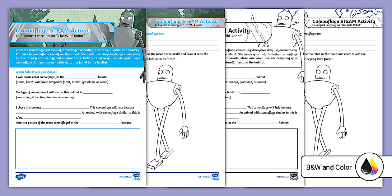 Camouflage STEAM Activity to Support Learning on "The Wild Robot"