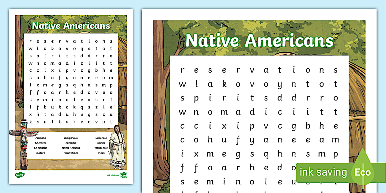 Native Americans Word Search (teacher made) - Twinkl