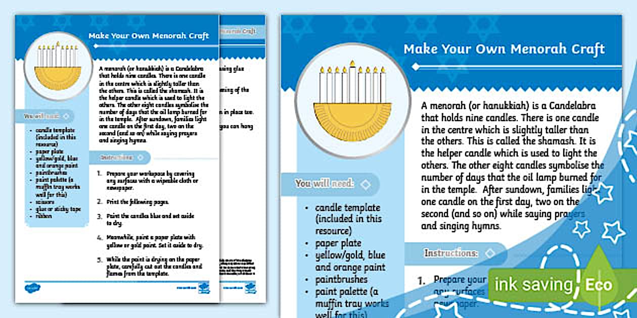 Make Your Own Menorah Craft (Teacher-Made) - Twinkl