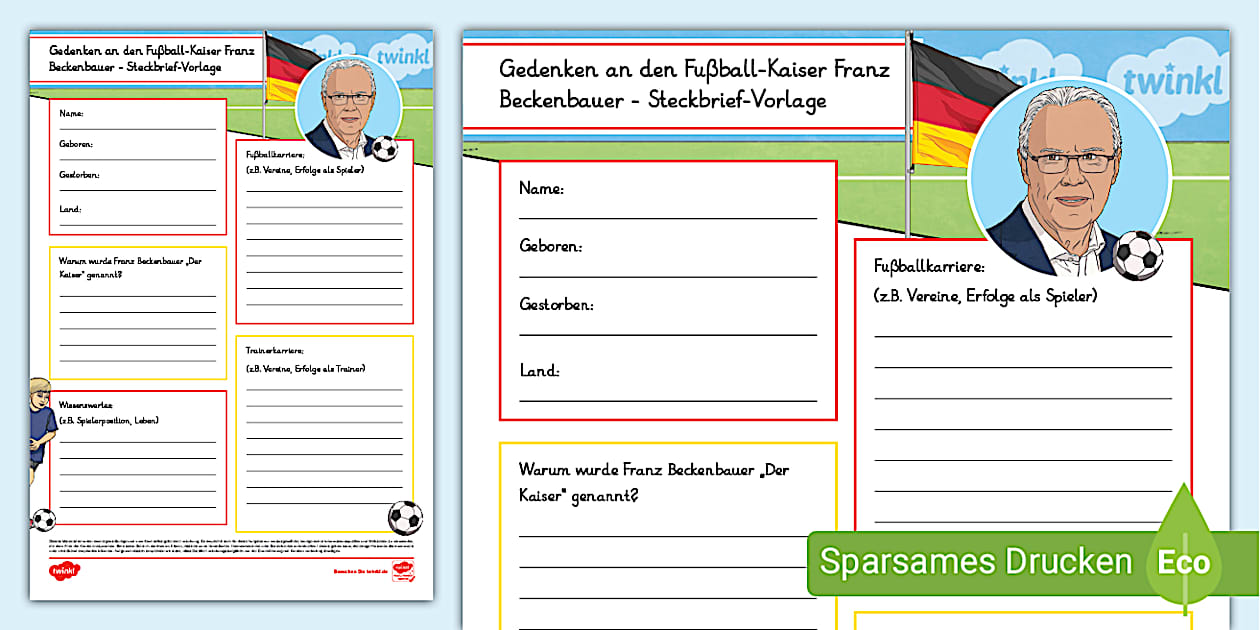 Franz Beckenbauer - Steckbrief-Vorlage (Teacher-Made)