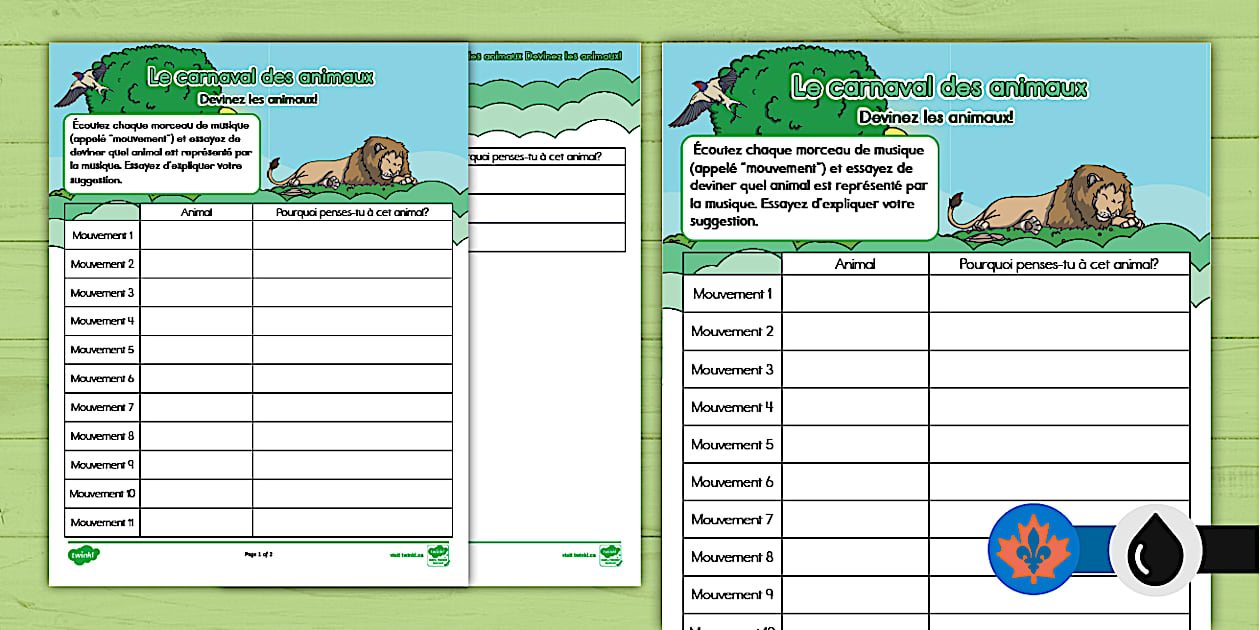 Animals in French Worksheet | Twinkl