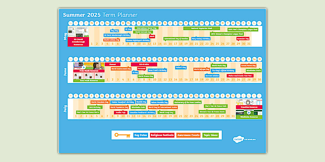 Summer Term 2025 Display Calendar (teacher made) - Twinkl