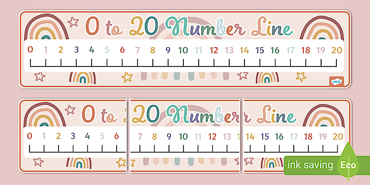 0 20 Muted Rainbow Themed Number Line Display Banner