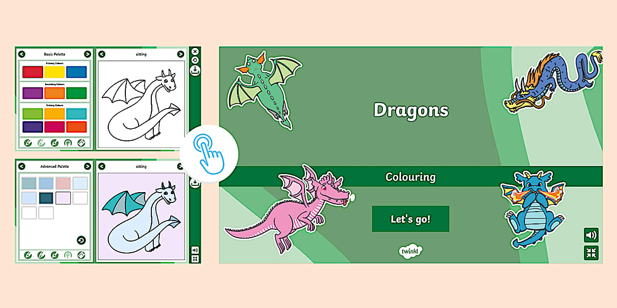 Dragons Interactive Colouring (teacher made) - Twinkl