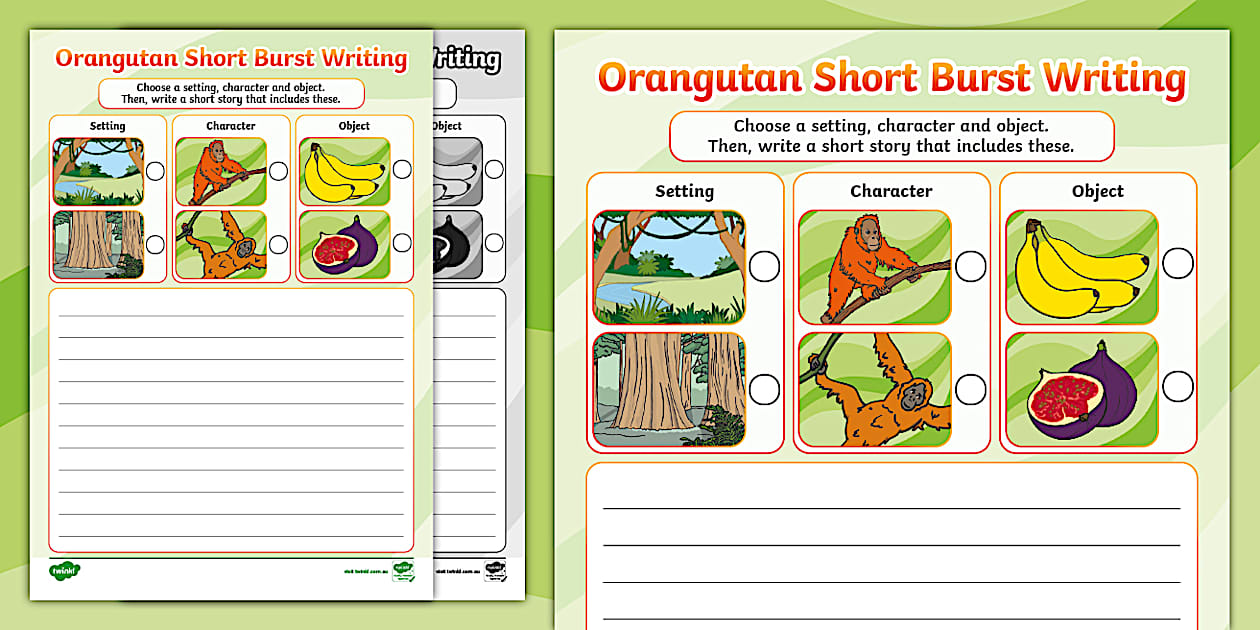 Orangutan Short Burst Writing Template