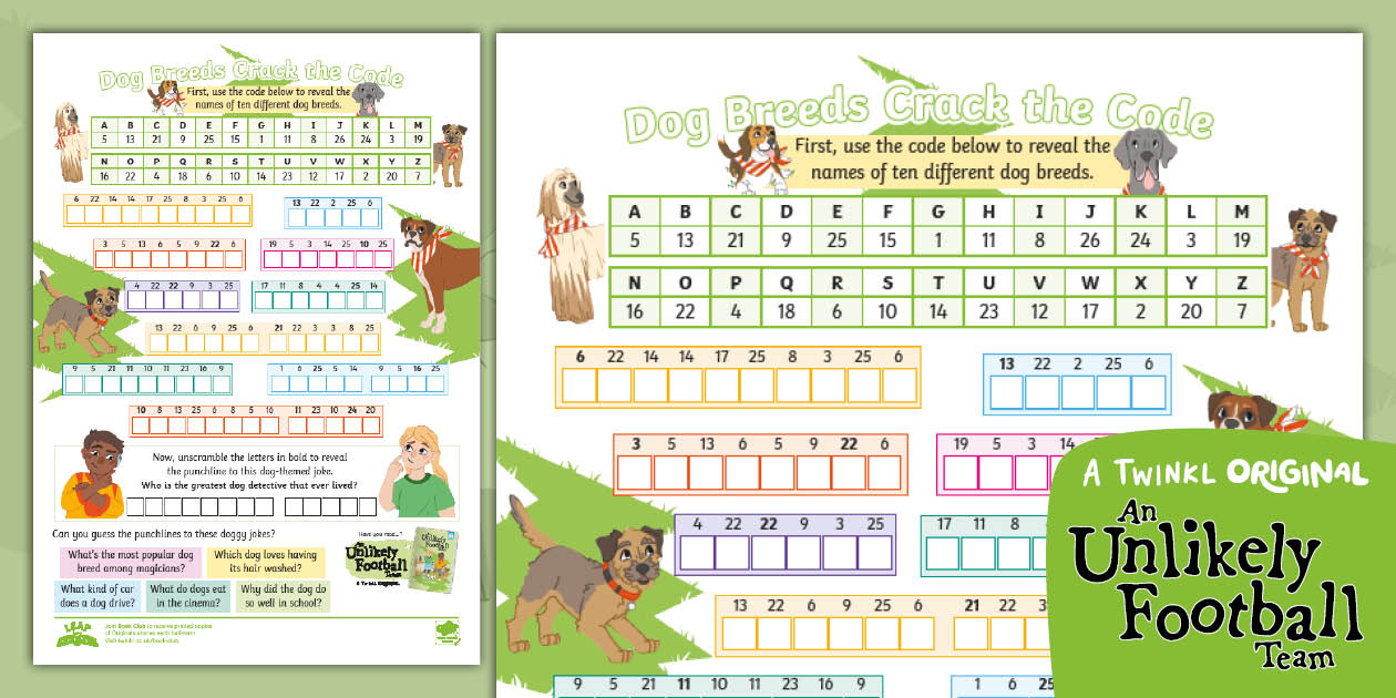 Dog Breeds Crack the Code Activity (teacher made) - Twinkl