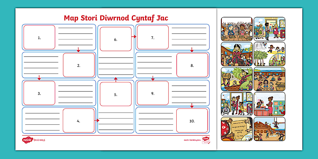 Map Stori Diwrnod Cyntaf Jac (teacher made) - Twinkl