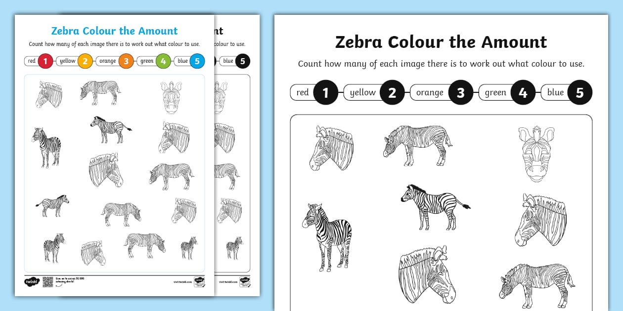 👉 Zebra Colour the Amount Worksheet (l'enseignant a fait)