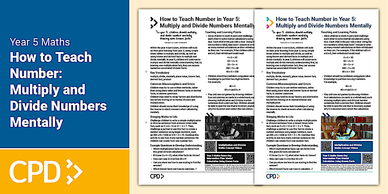 How to Teach Number in Year 5: Multiply and Divide Numbers Mentally