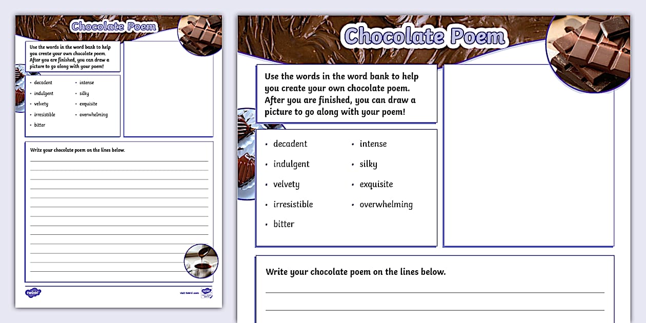 KS2 Chocolate Poem Template (teacher made) - Twinkl