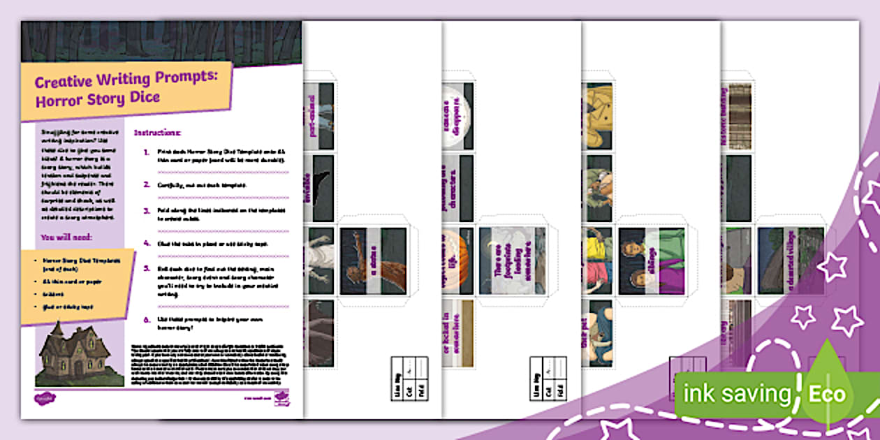 Creative Writing Prompts: Horror Story Dice (teacher made)