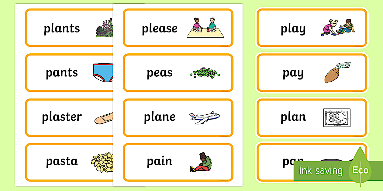 ‘pl’ and ‘p’ Near Minimal Pair Word Cards - Twinkl