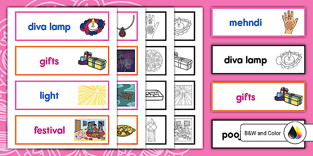 Printable Diwali Words Cards for Kids | Twinkl USA - Twinkl