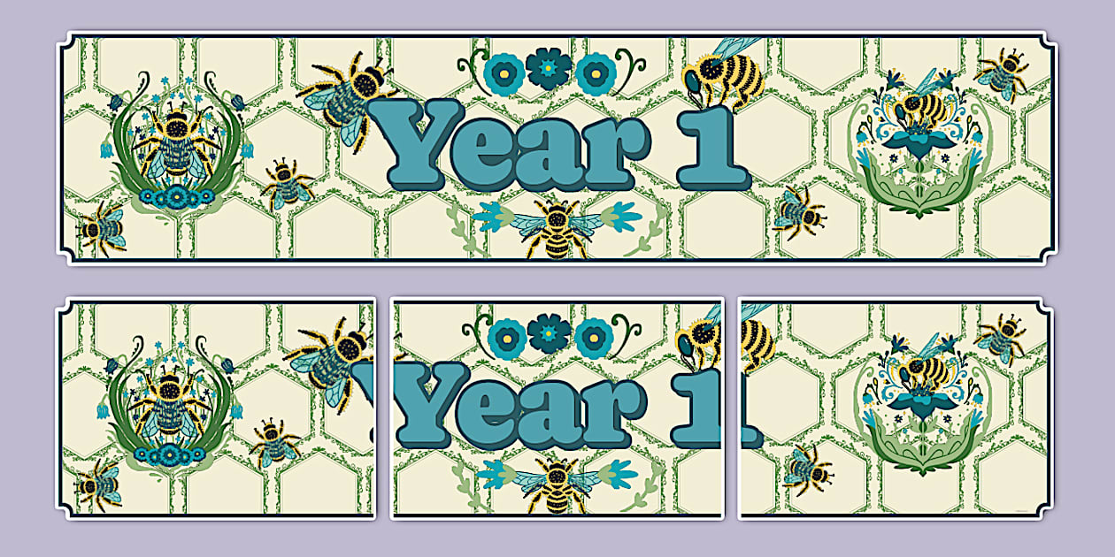 Bee-Themed Year 1 Display Banner (teacher made) - Twinkl