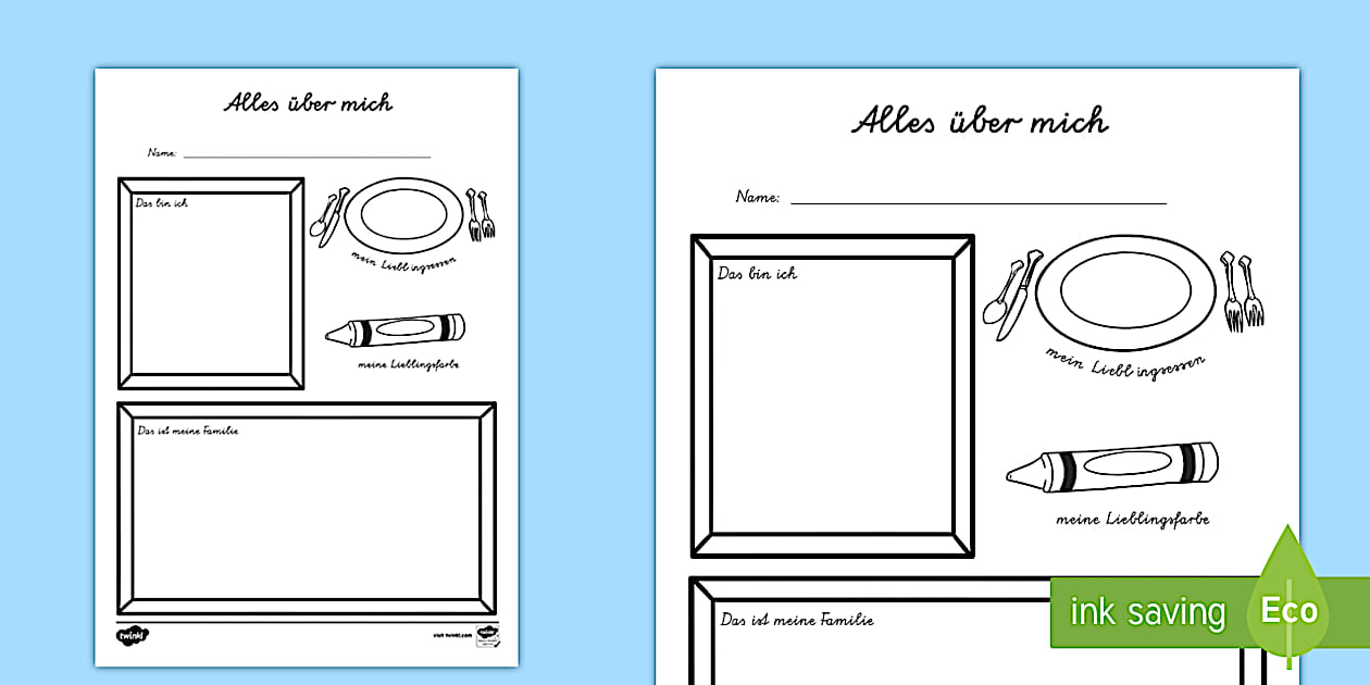 Alles über mich Arbeitsblatt (teacher made) - Twinkl