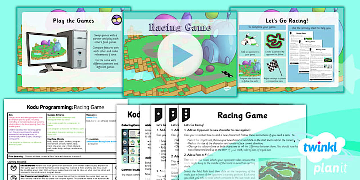 Computing: Kodu Programming: Racing Game Year 6 Lesson Pack 6