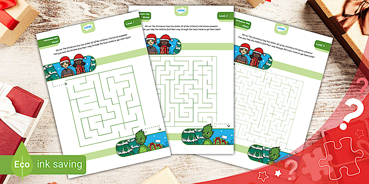 Christmas Imp Maze Puzzle – All Difficulty Levels - Twinkl