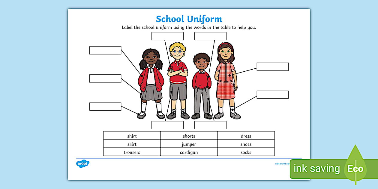 School Uniform Worksheet (teacher made) - Twinkl
