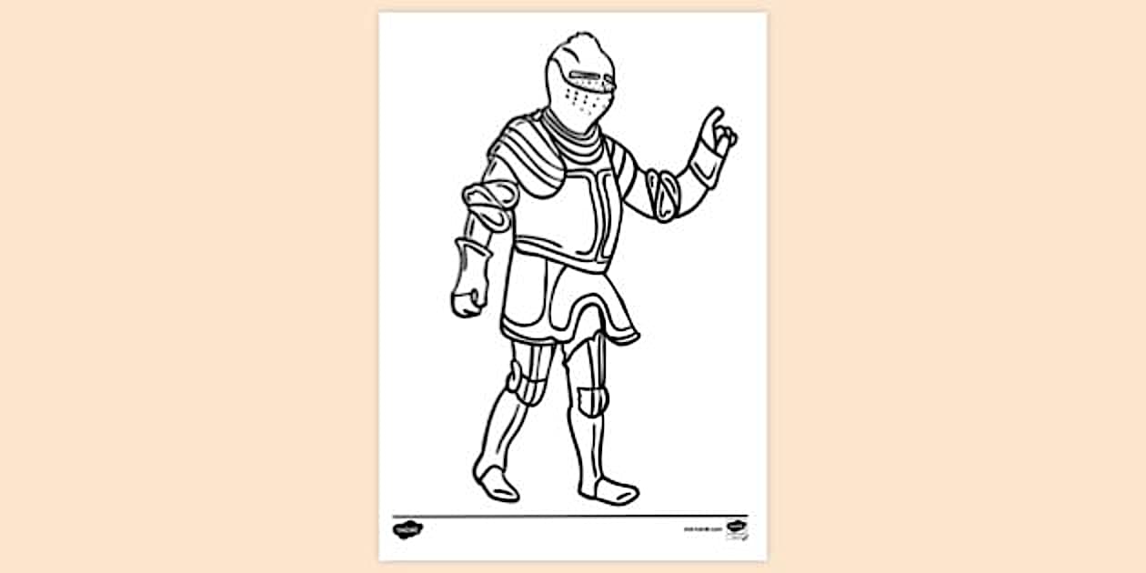 Knight Greeting Colouring Sheet | Castle Colouring Pages