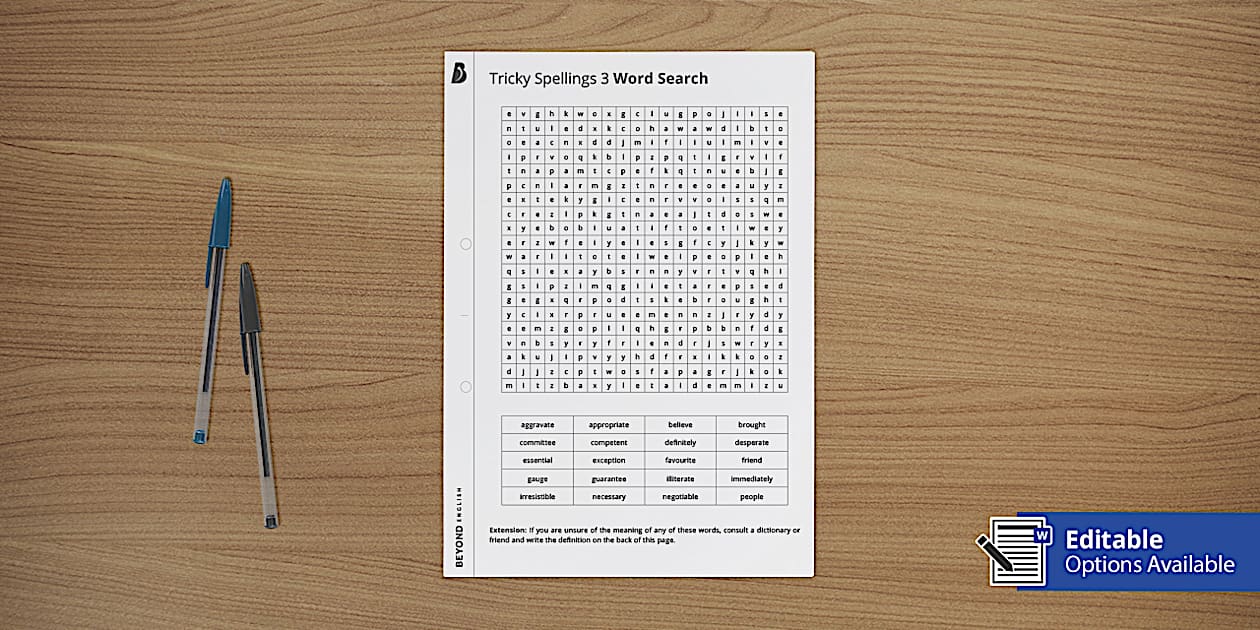 Tricky Spellings 3 Word Search (teacher made) - Twinkl