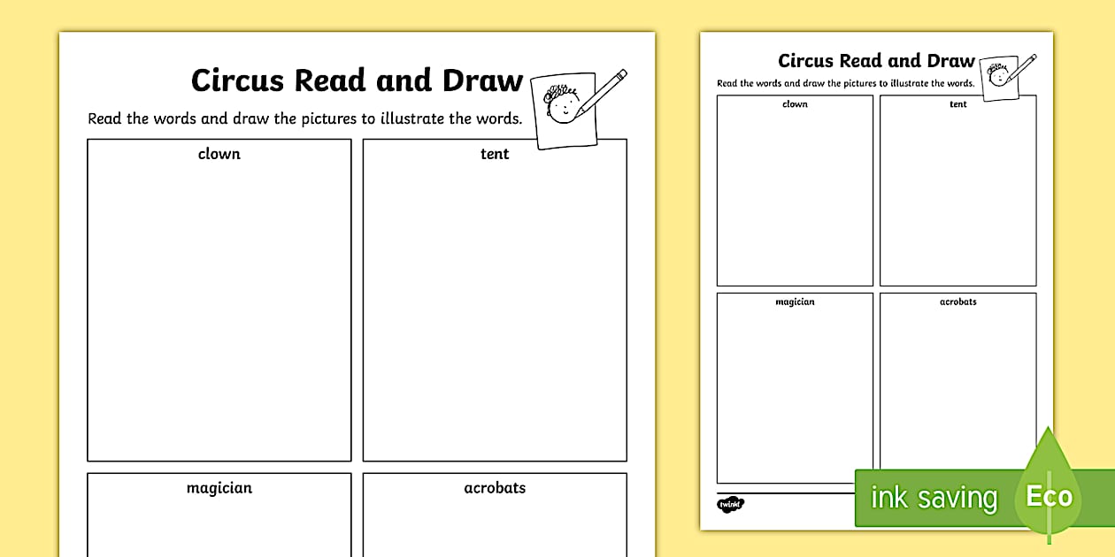 Circus Read and Draw Worksheet (teacher made) - Twinkl