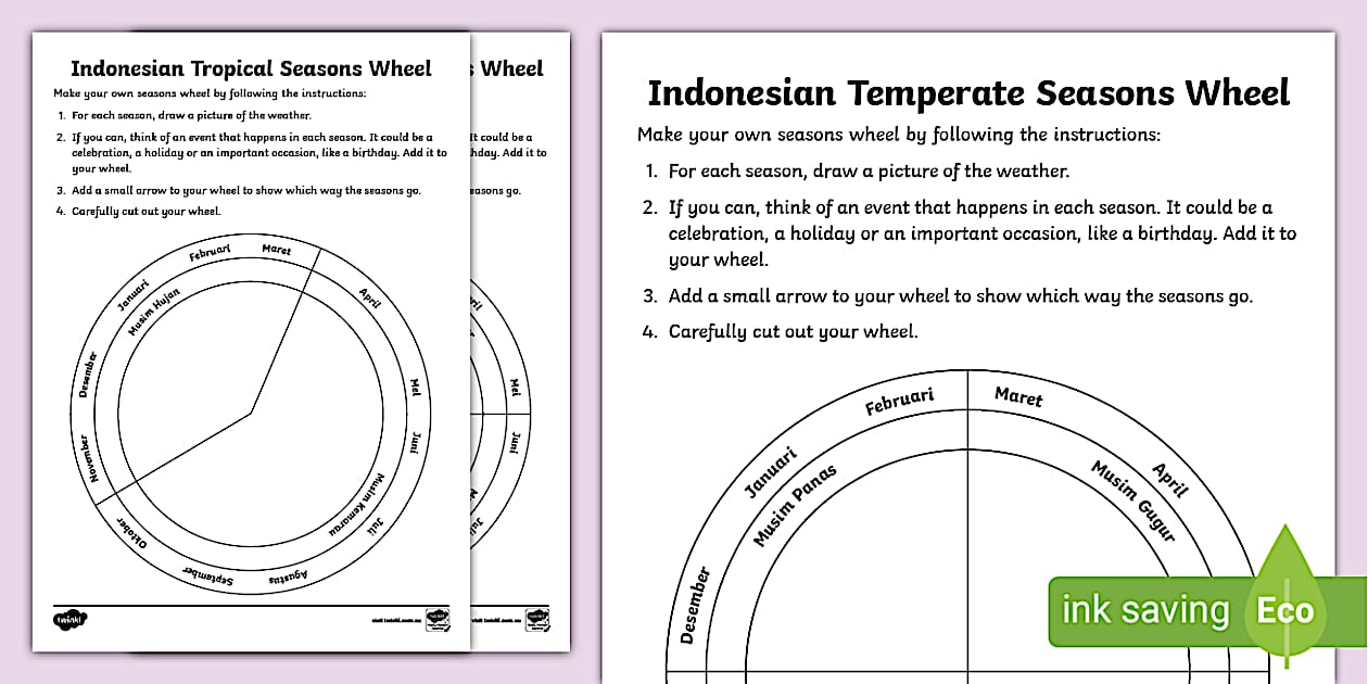 Seasons Wheel Activity Indonesian (teacher made) - Twinkl