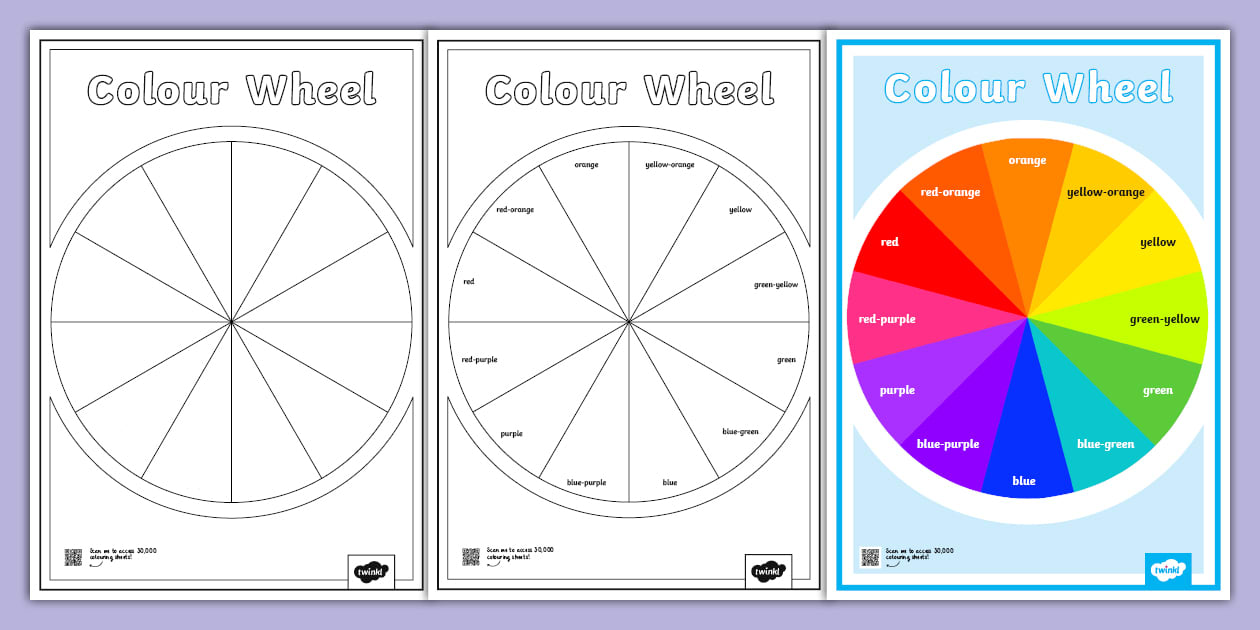 Tertiary Colour Wheel Poster with Colour Names - Twinkl