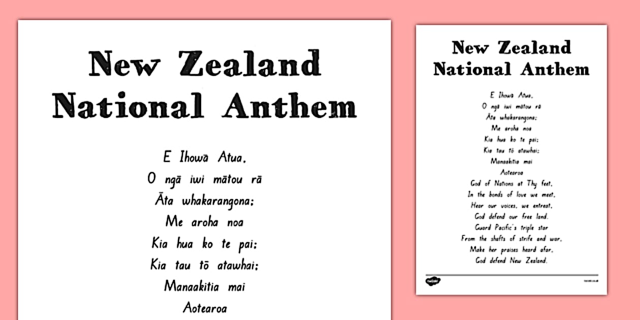 New Zealand National Anthem Sheet