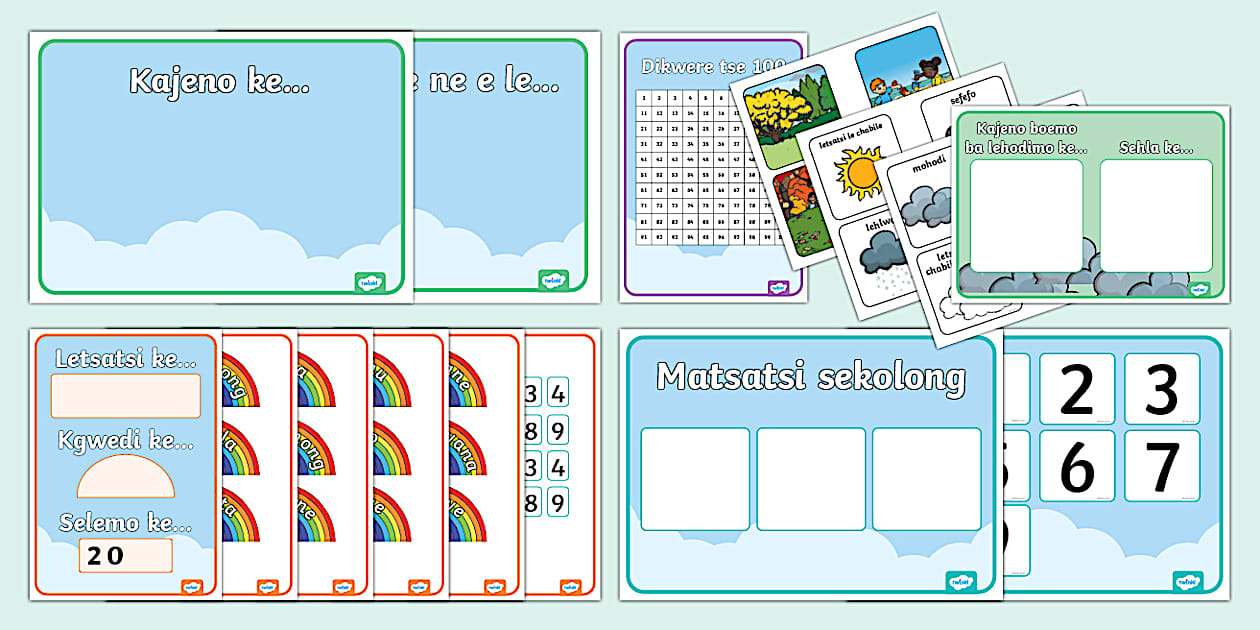 Ready Made Calendar Maths Display Pack (Sesotho) - Twinkl