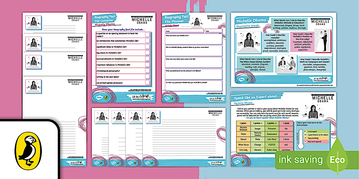FREE! - Michelle Obama Biography Writing Pack | Lit in Colour