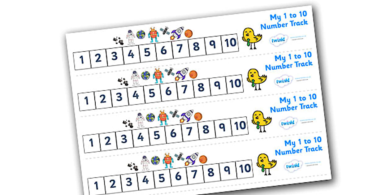 Numbers 1-10 Number Track (Space) - Twinkl