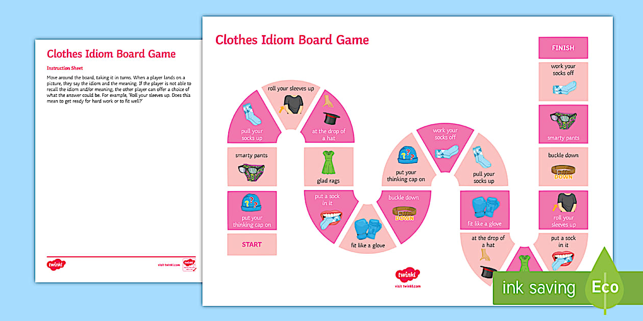 Editable Clothes Idiom Board Game (professor feito) - Twinkl